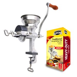 corona corn grinder with low hopper, grain mill, manual grinder for corn, rice, soybeans, pepper, chickpeas, cast iron wheat grinder for domestic use