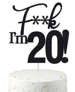 birthday cake toppers-black glitter, twenty cake topper, 20 cake topper, 20th birthday decorations,20th birthday cake topper, 20 decorations for cake, 20 birthday decorations