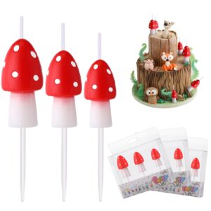 tondiamo 9 pcs birthday candles forest mushroom candles mushroom cake decorations mushroom cake topper woodland cupcake topper