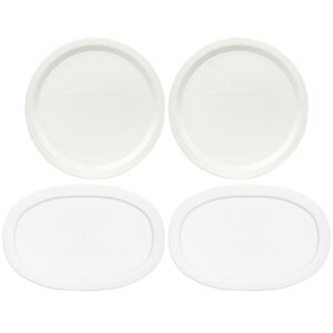 corningware (2) f-15-pc 15oz french white lids & (2) f-16 16oz french white lids