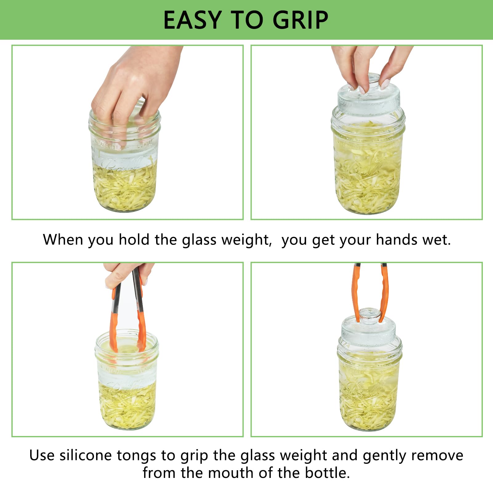 Artcome 10-Pack Glass Fermentation Weights with Easy Grip Handle and Unique Texture Design for Large Wide Mouth Mason Jars