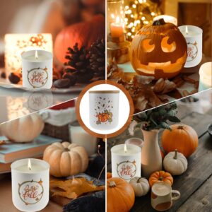 Lihome Hello Fall Candles - Fall Decorations for Home, Fall Gifts Pumpkin, Candles for Home Scented, Handmade Ceramic Jar 11.5oz Natural Soy Wax (Apple Cinnamon)