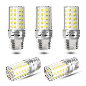 e26 10w led light bulbs, 6000k daylight white, 1000 lumen, 100 watt equivalent incandescent bulbs, non-dimmable edison candelabra ceiling fan led bulbs, flicker free, tubular led corn bulb, 5 pack