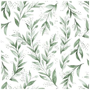 beautyhero peel and stick wallpaper 17.7 x118.1 inch olive green leaf wallpaper floral contact paper bathroom vinyl removable modern farmhouse sage green wall paper self adhesive neutral wallpaper