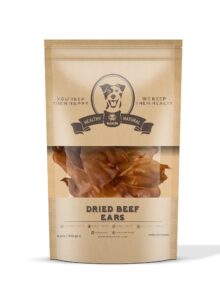 rakun dried beef ears - 100% natural cow ear dog chews - for medium and large breed dogs - aggressive chewers - pack of 1(6 pieces)