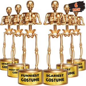 6 halloween best costume skeleton trophy, halloween skull party favor prizes, halloween party supplies gold bones game awards, costume contest event trophy, school classroom rewards for kids(c)