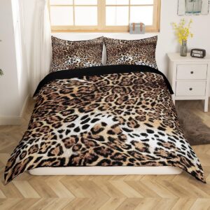 erosebridal leopard print duvet cover set cheetah bedding sets queen,safari animal comforter cover jungle theme bedding animal fur design quilt cover,luxury cozy breathable brown duvet cover 3-piece