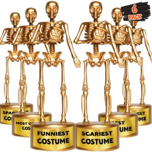 6 halloween best costume skeleton trophy, halloween skull party favor prizes, halloween party supplies gold bones game awards, costume contest event trophy, school classroom rewards for kids(b)