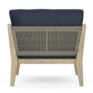 SIMPLIHOME Cayman 35 Inch Wide Contemporary Outdoor Conversation Chair with Décor Pillows in Slate Grey Polyester Fabric, For the Living Room and Family Room