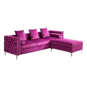 legend vansen velvet sofa sectional for living room with ottoman chaise reversible l shaped couch sleeper, 104", violet