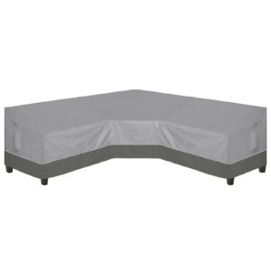 easy-going outdoor v-shaped sectional sofa cover 100"x100" uv resistant patio sectional couch cover waterproof lawn patio furniture cover, gray/dark gray