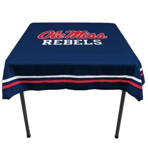 college flags & banners co. ole miss navy logo tablecloth or table overlay