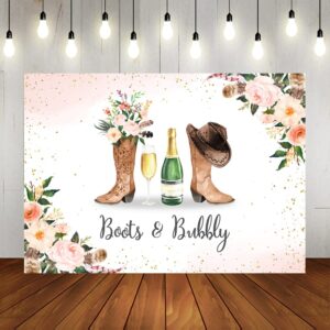 lofaris boots and bubbly bridal shower backdrop western country wedding background champagne bride to be engagement party decor cake table banner 7x5ft