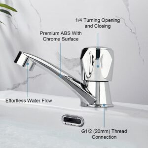 Basin Single Cold Faucet, ABS Plastic Single Handle Water Nozzle Cold Water Tap Lavatory Basin Bath Sink Vanity Faucet for Bathroom Basin Kitchen Sink Rest Room Bathtub, G1/2(20mm)