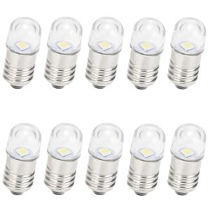 gutreise ac/dc e10 bulbs, 10pcs 9 volt cold white e10 replacement bulbs miniature screw led lamps 0.5watts 65lm (9 volt, cold white)