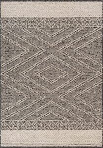 hauteloom areli living room, bedroom patio outdoor area rug - black, gray, beige - 7'10" x 10'