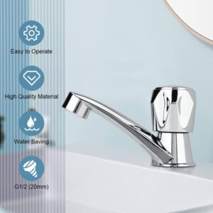 Basin Single Cold Faucet, ABS Plastic Single Handle Water Nozzle Cold Water Tap Lavatory Basin Bath Sink Vanity Faucet for Bathroom Basin Kitchen Sink Rest Room Bathtub, G1/2(20mm)