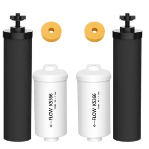 gravity water filter for berkey water filter replacement, replacement for bb9-2® black filters & for pf-2® fluoride filters combo packs, compatible with berkey® gravity water filter system, (nsf 42)