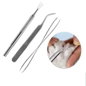 HSZJsto 3 in 1 Tick Remover Kit, Stainless Steel Tick Remover Tweezers Tick Remover Tools Set for Pet Dog, Cat, Human with Storage Box