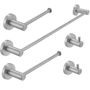 bathroom towel bar holder sets, 5-piece brushed nickel bathroom hardware set, stainless steel bath accessories kit wall mounted