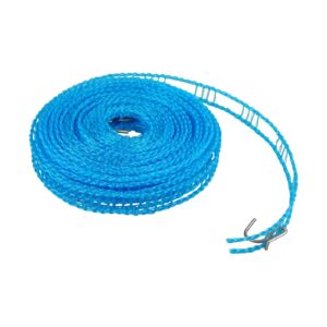 funincrea washing line 8m, non-slip and windproof clothes line, portable washing line with 2pcs stainless hooks, fence-like rope washing line for indoor outdoor camping traveling(blue)