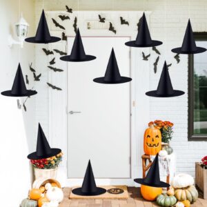 halatool 10 pieces halloween witch hats, floating black hanging witch hats outdoor, halloween party favors witch hat with 98 feet hanging rope for halloween costume accessories party decoration