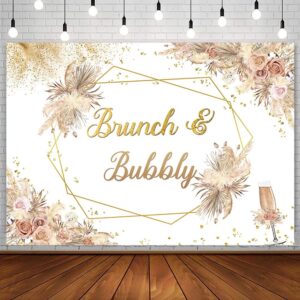 sendy 7x5ft boho brunch and bubbly backdrop bridal shower party decorations supplies wedding bachelorette banner bohemia floral pampas gold champagne photography background cake table photo booth prop