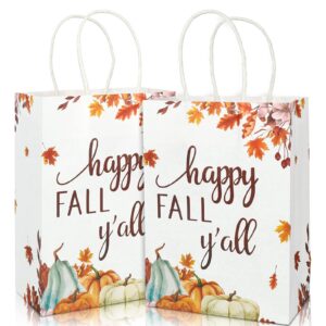 anydesign 16pcs happy fall y'all gift bags autumn maple leaves pumpkin pattern paper bag with handle for thanksgiving day fall themed wedding birthday bridal shower party favors, 5.9 x 8.3 x 3.2 inch