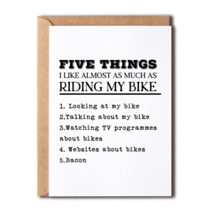 eirlysdesigns 5 things i like more than my bike card - love bike riding card - funny card - happy birthday card bike fanatic card motorbike card, 5 x 7 inches