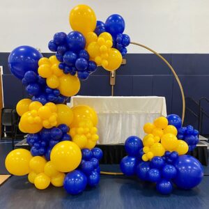 blue and yellow balloon arch kit-134pcs royal blue and lemon yellow balloons garland for boy one oh baby shower bridal shower gender reveal graduation birthday party decorations.