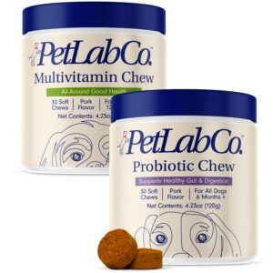 petlab co – multi-vitamin & dog probiotic bundle: chewable multivitamins for dogs support health & dog probiotics to support itchy skin, occasional loose stools, and healthy yeast production