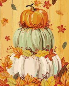 anydesign diy painting by number kits 16x20 inch canvas acrylic filling painting by number fall pumpkin oil painting autumn harvest maple leaves farmhouse painting decor for adults kids beginner