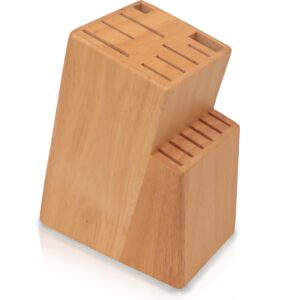 kitchen knife holder elegant & sturdy (15 slots). universal knife block with slots for knives, scissor and sharpenner. knife block without knives. kitchen knife holders for counter top. (pine)