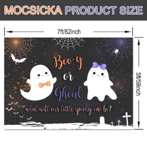 Mocsicka Halloween Gender Reveal Backdrop Booy or Ghoul Gender Reveal Background Halloween Ghost Gender Reveal Party Cake Table Decoration Banner Photo Booth Props (7x5ft)