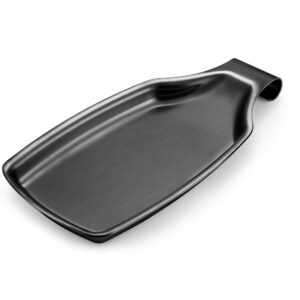 black stainless steel spoon rest for kitchen stove top, herogo large cooking utensil spatula ladle holder with square bottom, kitchen accessories for kitchen countertop, heavy duty, dishwasher safe