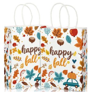 anydesign 16pcs happy fall gift bags maple leaves pumpkin paper bags with handle for thanksgiving day fall themed wedding birthday bridal shower party favors, 5.9 x 8.3 x 3.2 inch