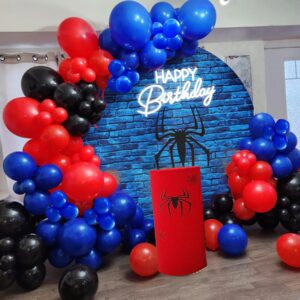 royal blue and red black balloons arch garland kit-145pcs red black blue latex balloons for boy's baby shower spider hero graduation birthday party supply decorations