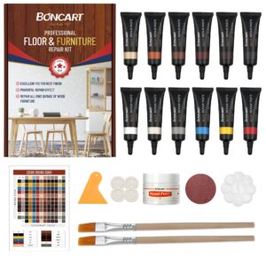 boncart wood furniture repair kit wood filler-repair scratch, cracks, hole, discoloration for wooden door, floor, table, cabinet -restore any wood, cherry, walnut