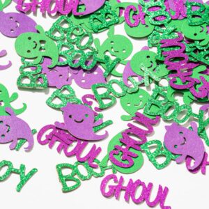 winnwing 280pcs boo-y or ghoul halloween gender reveal confetti glitter sprinkles paper scatter table decorations supplies team boy team girl he or she baby shower birthday wedding (green,purple)