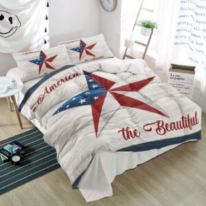 3 pieces duvet cover bedding set queen 4th of july independence day patriotic star breathable ultra soft comforter cover with zipper and pillowcases luxury quilt covers for bedroom vintage wood board