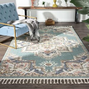 luxe weavers southwestern medallion fringe blue 8x10 area rug