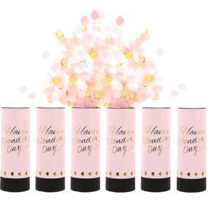 pink confetti party confetti cannon, 6 pack mini party poppers pink confetti cannon shooters biodegradable confetti for wedding kids birthday party supplies