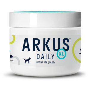 arkus daily xl dog probiotic, the only product made with microbes that are natural to the gut of healthy dogs, supports better digestion, gut health, and immune system, maintains a healthy microbiome