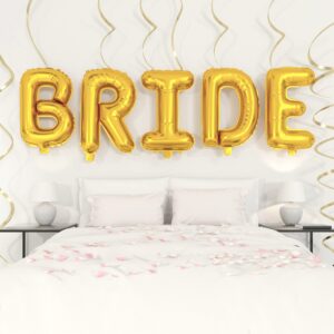 house of party bride balloon - 40'' foil balloons for wedding bridal shower engagement party decor - bachelorette party supplies for bride-to-be! (bride (40 inches) gold)