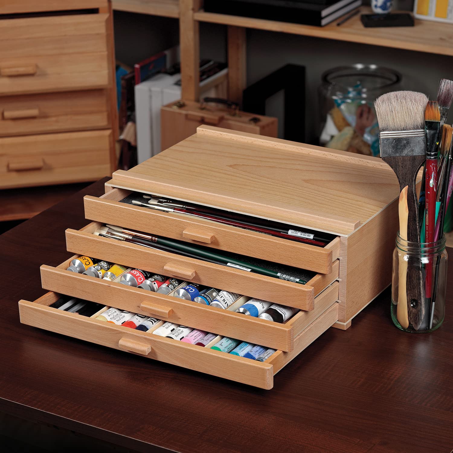 HG Art Concepts Artists Storage Chests - Premium Studio Organizer for Paint Tubes, Brushes, Pencils, Markers, & More! - 3 Drawer & 4 Drawer