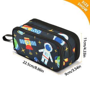 beeplus Space Big Capacity Pencil Case Astronaut Pen Pouch Makeup Bag Portable Large Storage Stationery Box Holder with Grip Handle Loop, Asthetic Supply for AdultsTeens Student