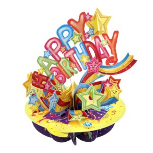 santoro pirouette - 3d pop up birthday card - shooting stars - for him, for her, for adults, for kids - birthday gift - interactive card - collectible card - creative invitations, unique centerpieces, memorable decorations