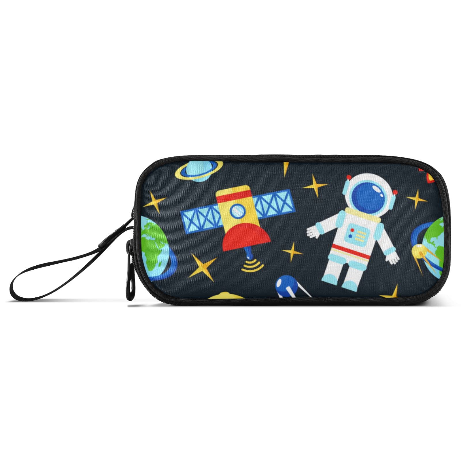 beeplus Space Big Capacity Pencil Case Astronaut Pen Pouch Makeup Bag Portable Large Storage Stationery Box Holder with Grip Handle Loop, Asthetic Supply for AdultsTeens Student