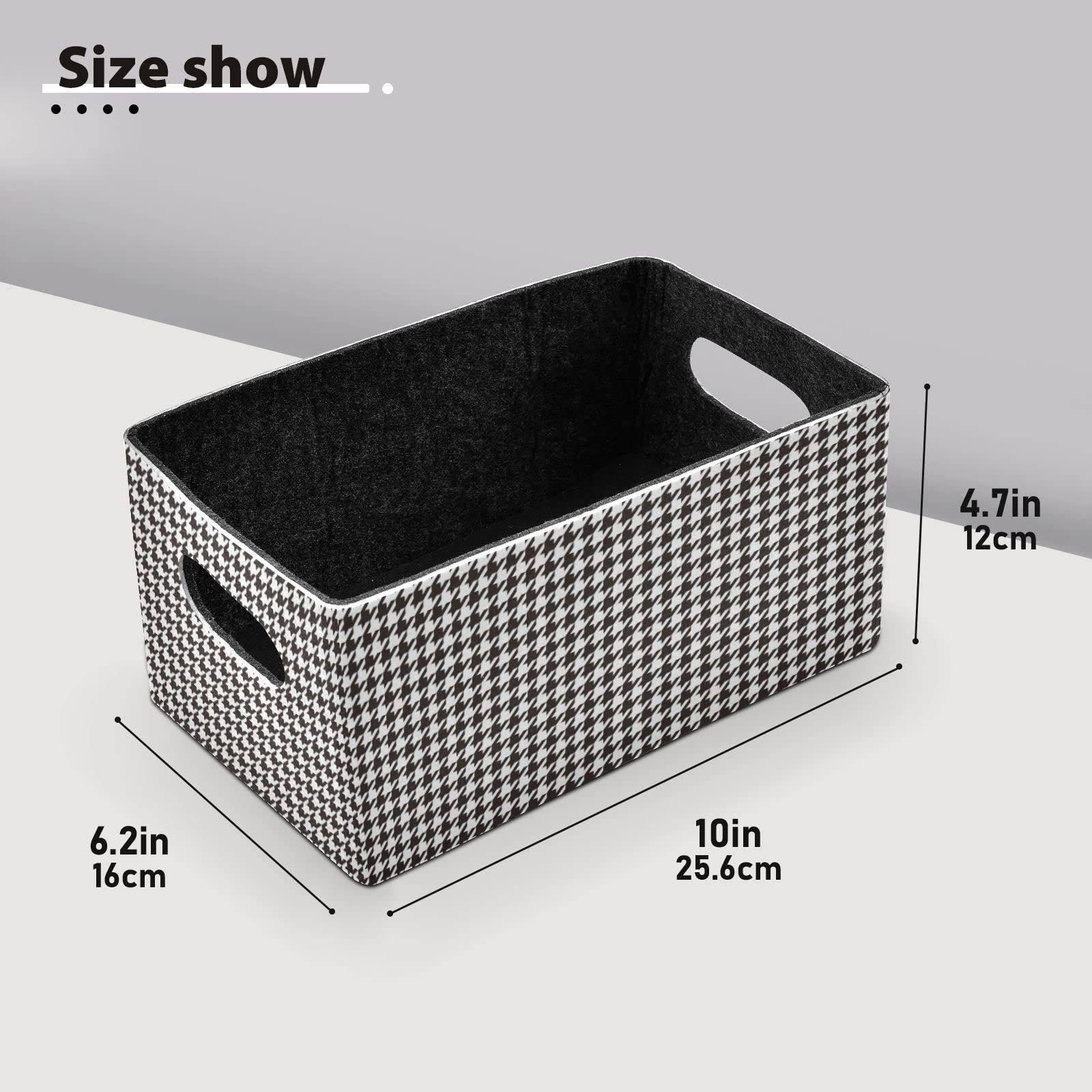 Small Storage Basket Houndstooth Black Storage Bins Collapsible Shelf Organizer Decorative Baskets for Gifts Toys 2 Pack