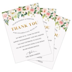 power unico flower 50 thank you table cards for wedding, floral design thank you place setting, table place cards for wedding, dinner, parties, rehearsals, event and celebrations,5"x7" (5x7in, 621)